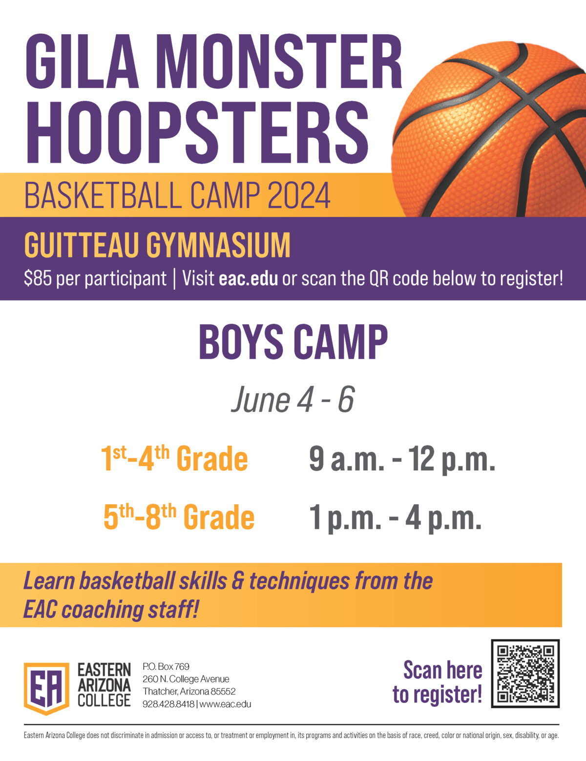 Eastern Arizona College’s Gila Monster Hoopsters Boys Basketball Camp ...