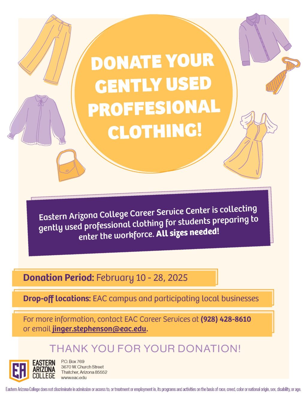 EAC Career Services Center to host professional clothing drive for ...